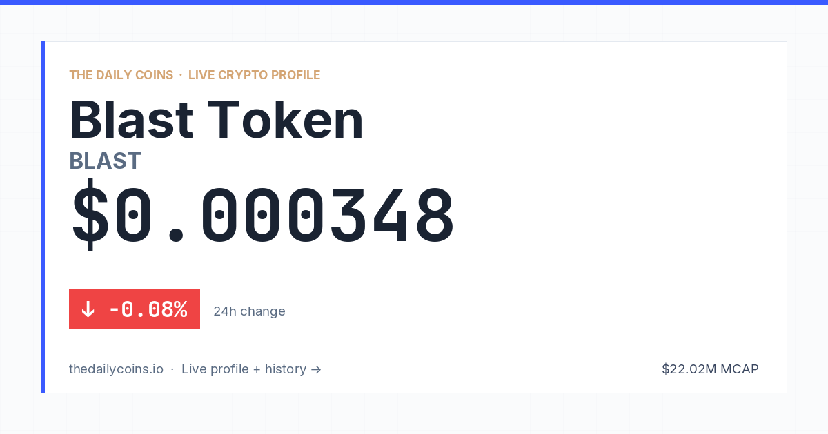Blast Token (BLAST) Price Prediction 2026: $0.00034817