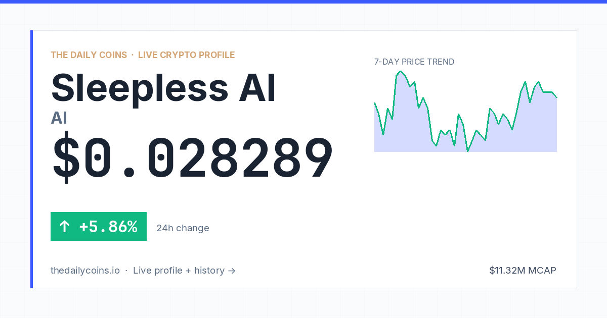 Sleepless AI (AI) Price, Market Cap & Live Data